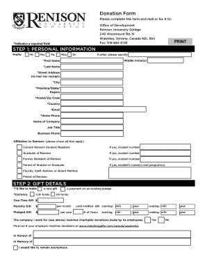 Fillable Online Donation Form for Renison University College - Support 2023 Fax Email Print ...
