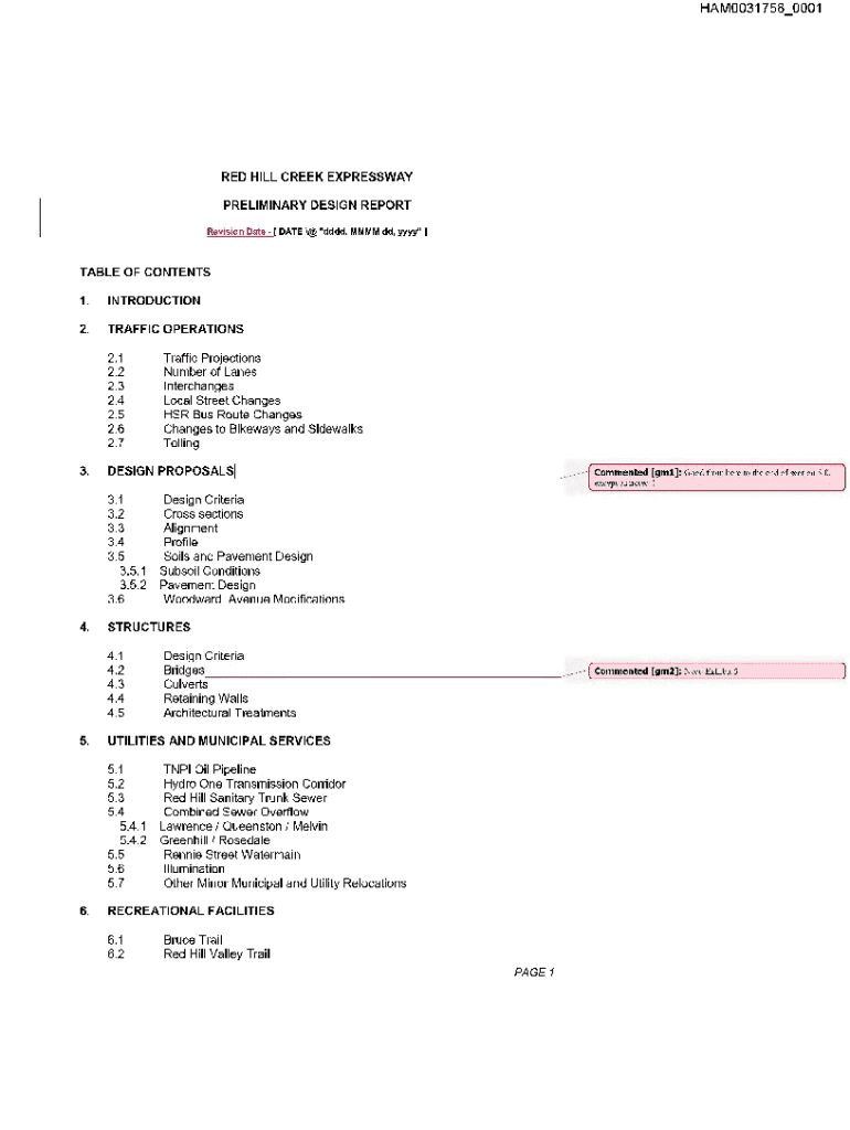 Fillable Online Red Hill Creek Expressway Preliminary Design Report ...