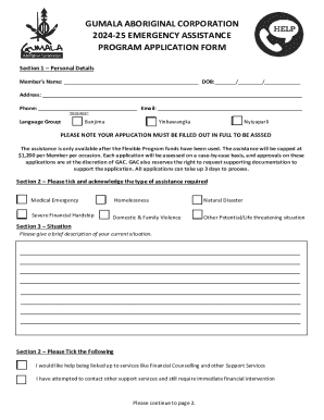 Fillable Online 2024-25 Gac Emergency Assistance Program Application ...