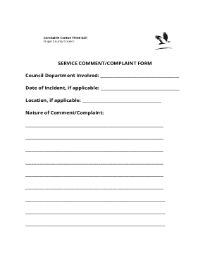 Fillable Online Service Comment/complaint Form 2023 - Fingal County ...