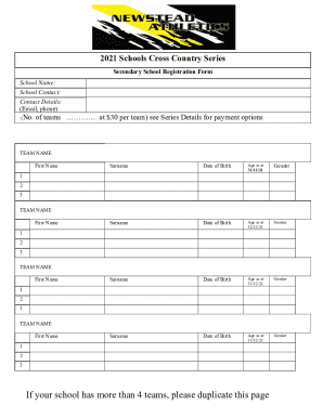 Fillable Online 2021 Schools Cross Country Series Registration Form Fax ...