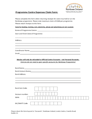 Fillable Online 2023 Programme Centre Expenses Claim Form for Rainbows Programme Fax Email Print ...