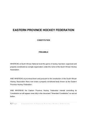 Fillable Online Constitution of Eastern Province Hockey Federation 2018 ...