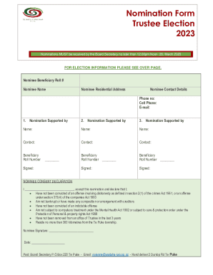 Fillable Online 2023 Trustee Election Nomination Form - Waitaha Iwi Fax ...