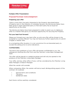 Fillable Online 2023 Multiple Offer Presentation Acknowledgement for ...