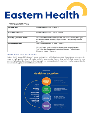 Fillable Online Allied Health Assistant Grade 3 Position Description ...