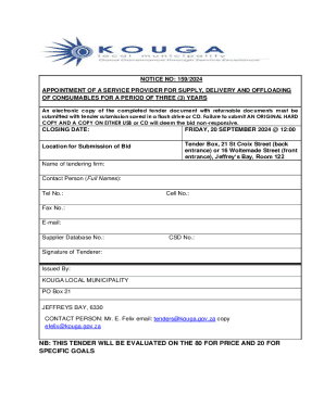 Fillable Online Appointment of Service Provider for Consumables Supply ...