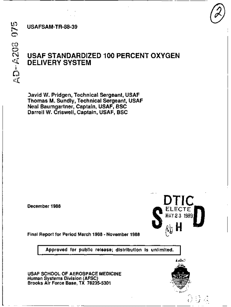 Fillable Online USAF Standardized 100 Percent Oxygen Delivery System ...