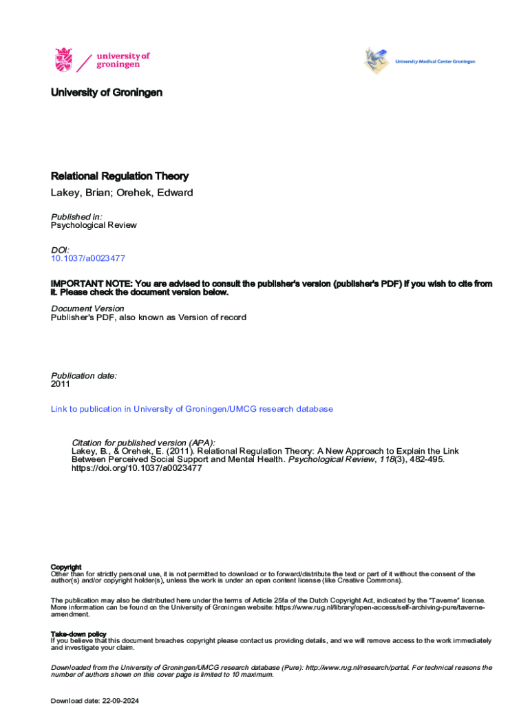 Fillable Online Relational Regulation Theory: A New Approach to Explain ...
