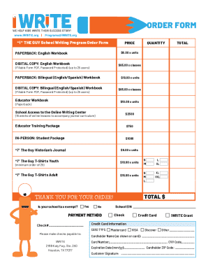 Fillable Online I the Guy School Writing Program Order Form 2023 ...