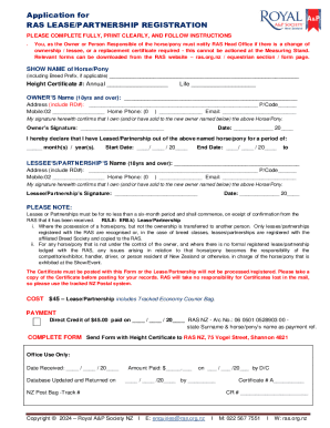 Fillable Online Ras Lease/partnership Registration Form 2024 Fax Email ...