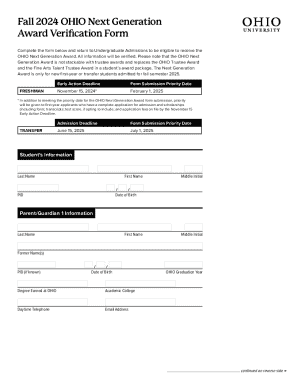 Fillable Online Fall 2024 Ohio Next Generation Award Verification Form ...