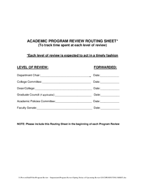 Fillable Online Academic Program Review Routing Sheet - 2012 Review ...