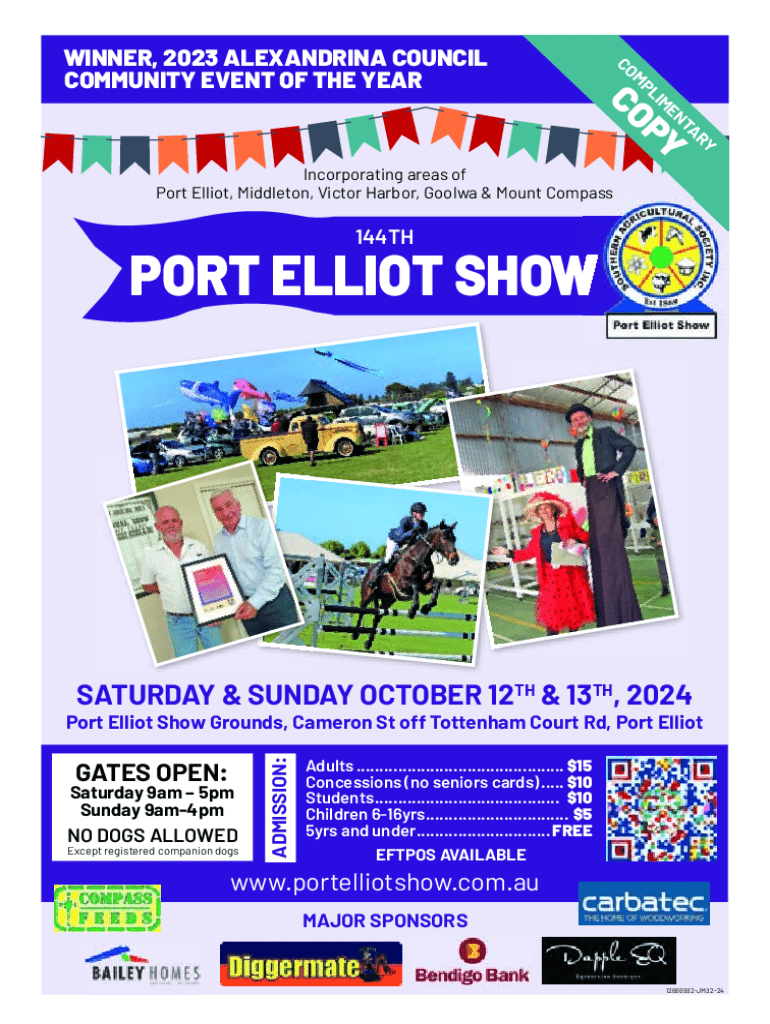 Fillable Online Port Elliot Show 2024: Community Event of the Year ...