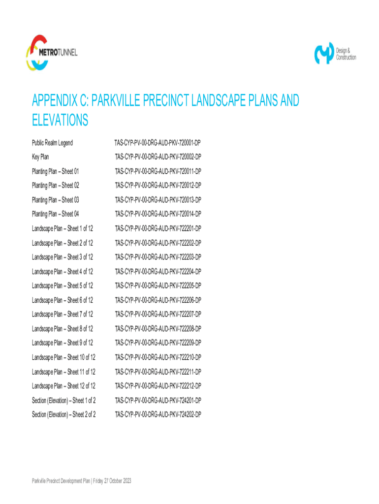 Fillable Online Parkville Precinct Landscape Plans and Elevations 2023 ...