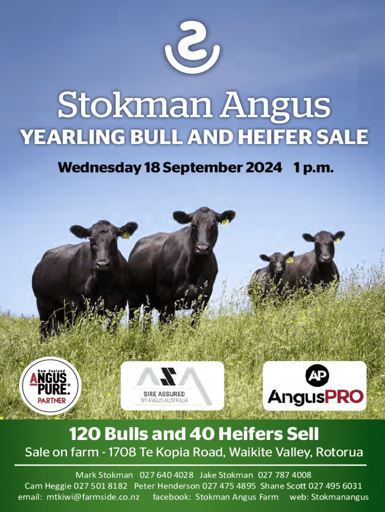 Fillable Online Stokman Angus 2024 Yearling Bull and Heifer Sale - 15th ...