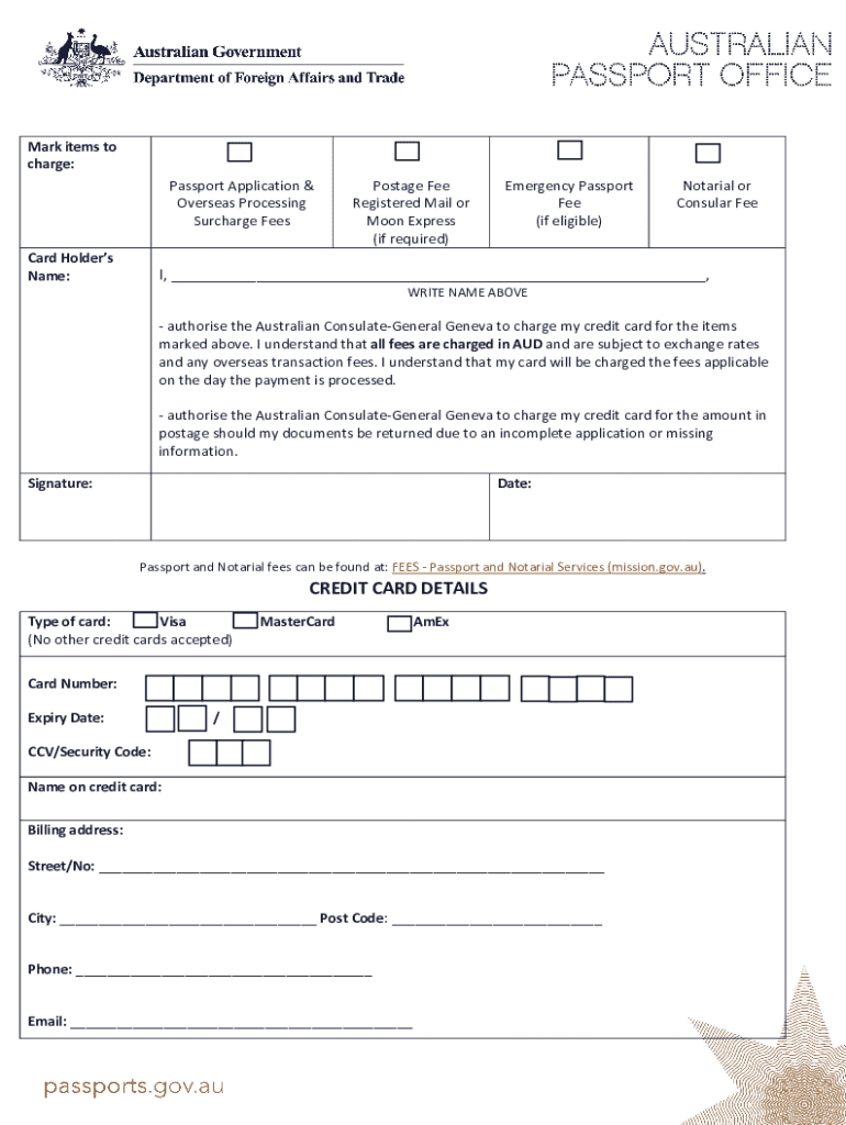 Fillable Online Passport Application & Processing Fees Authorization ...