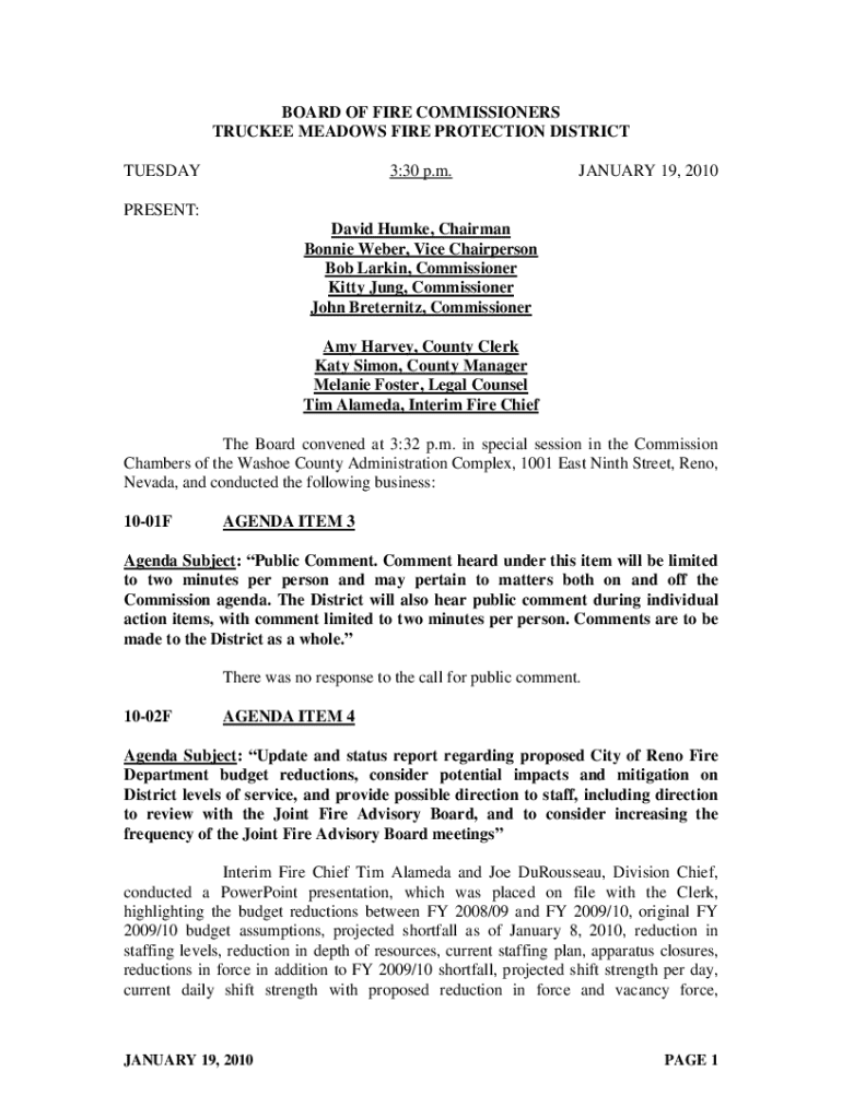 Fillable Online Truckee Meadows Fire Protection District Meeting ...