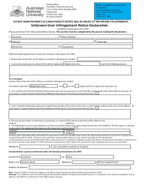 Fillable Online Unknown User Infringement Notice Declaration 2023 - Anu ...