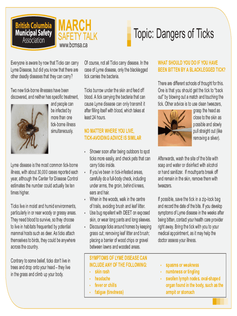 Fillable Online Dangers of Ticks: Understanding Tick-borne Illnesses in ...