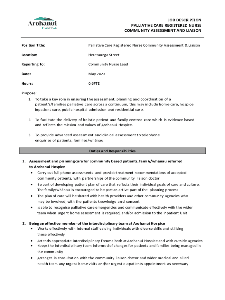 Fillable Online Palliative Care Registered Nurse Community Assessment ...