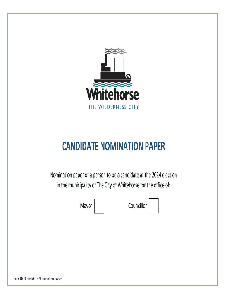 Fillable Online Candidate Nomination Paper for 2024 Whitehorse Election ...