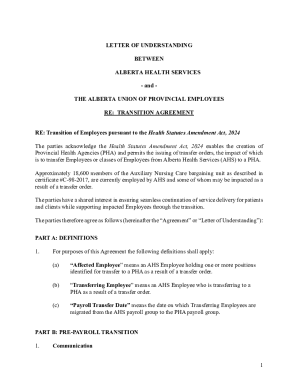 Fillable Online Letter of Understanding on Employee Transition ...