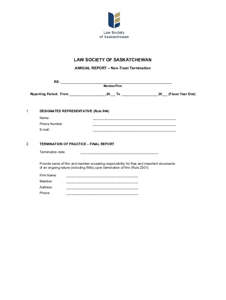Fillable Online Annual Report on Non-trust Termination - Law Society of ...