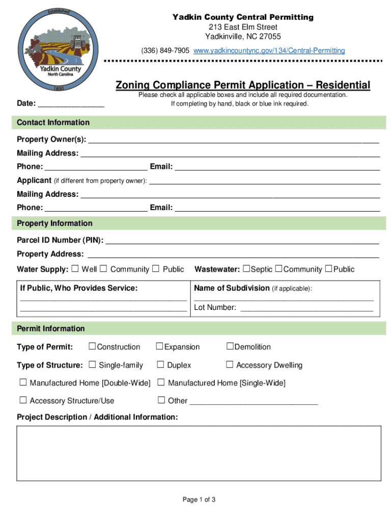 Fillable Online Zoning Compliance Permit Application Residential Fax Email Print - pdfFiller