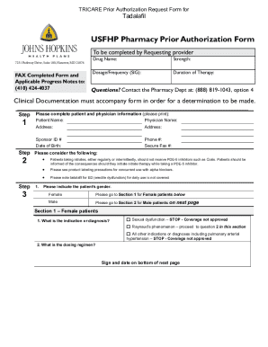 Fillable Online Tricare Prior Authorization Request Form for Tadalafil 2020 Fax Email Print ...