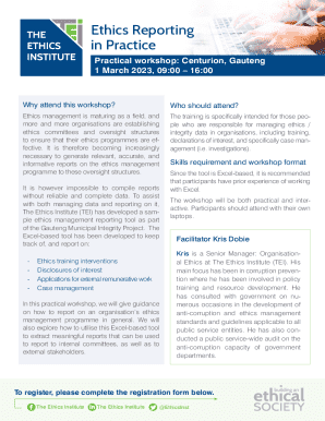 Fillable Online Ethics Reporting in Practice Workshop 2023 - Register Now Fax Email Print ...