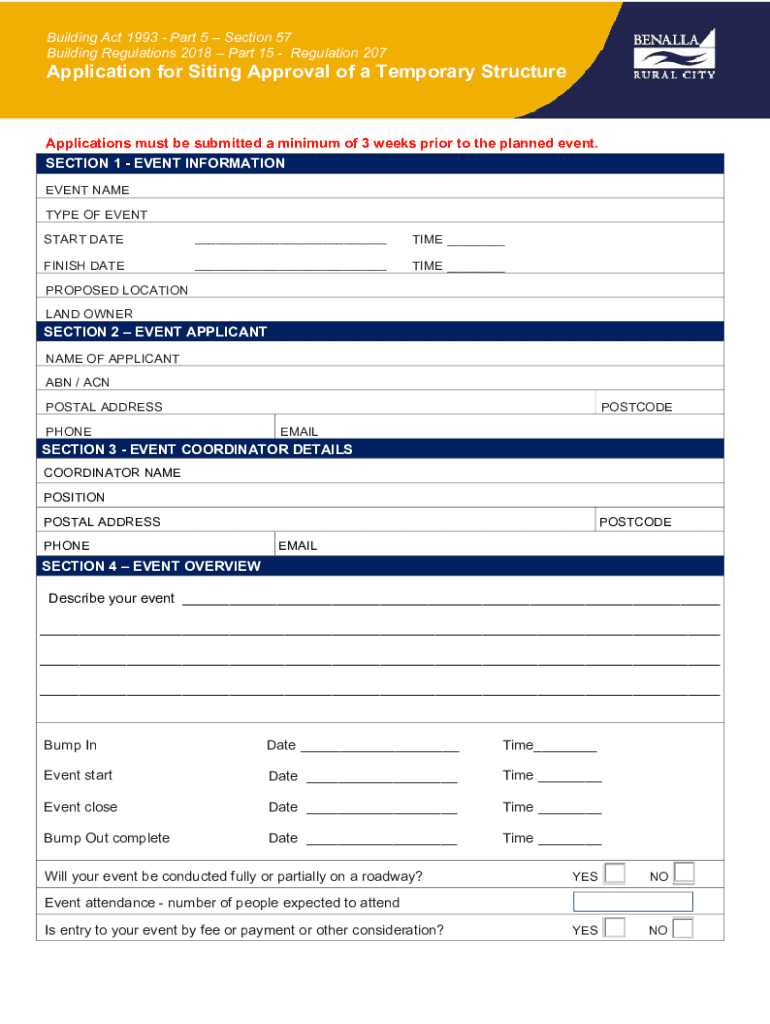 Fillable Online Application for Siting Approval of a Temporary ...