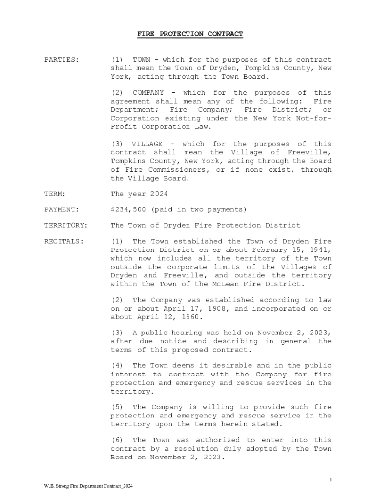 Fillable Online 2024 Fire Protection Contract for Town of Dryden and W ...