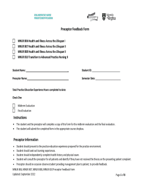 Fillable Online 2022 Preceptor Feedback Form for Health and Illness Courses Fax Email Print ...