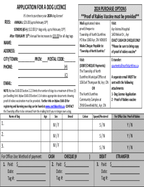 Fillable Online 2024 Dog License Application - Township of North ...
