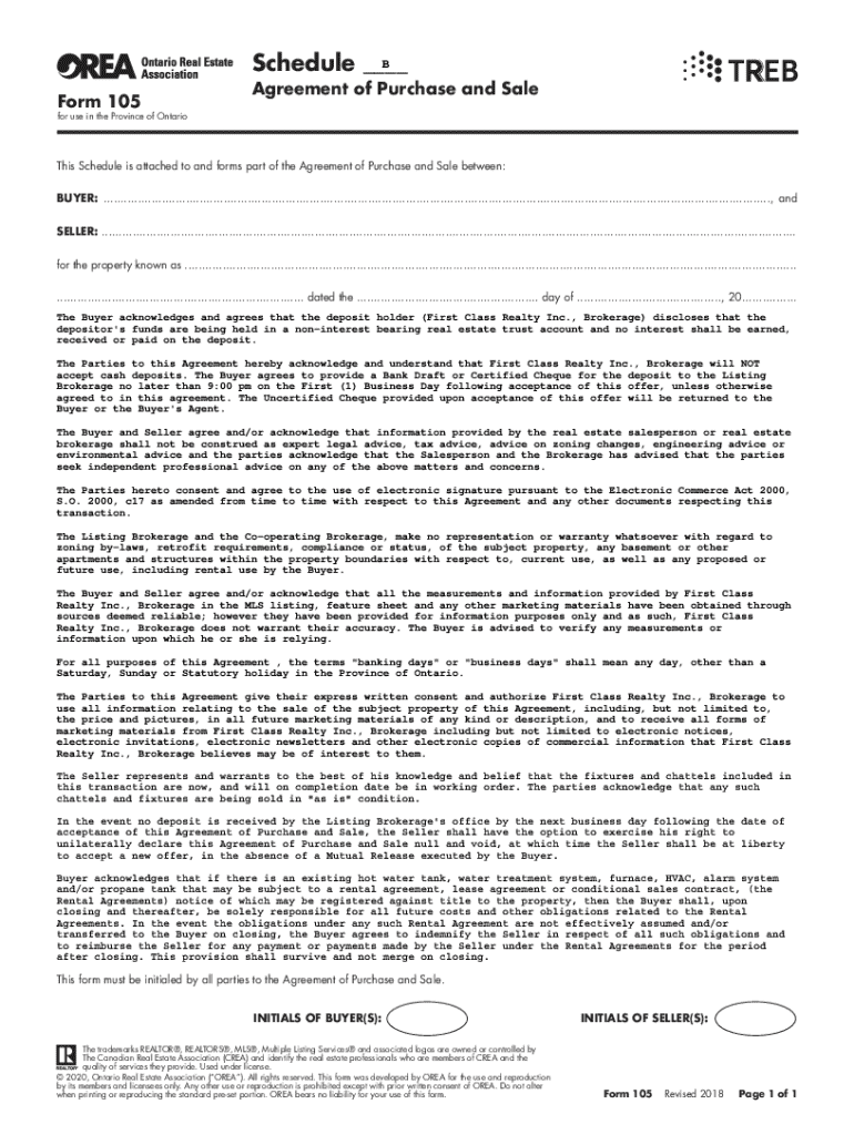 Fillable Online Agreement of Purchase and Sale for Ontario Properties ...