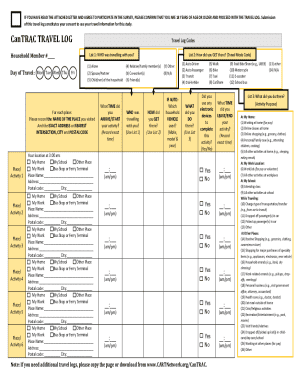Fillable Online Cantrac Travel Log for Survey Participation 2023 Fax ...
