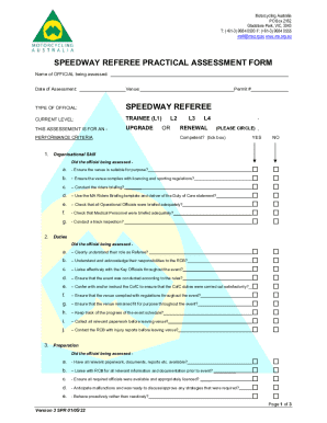 Fillable Online Speedway Referee Practical Assessment Form 2022 ...