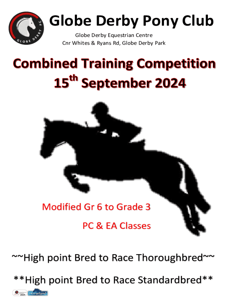 Fillable Online Globe Derby Pony Club Combined Training Competition 2024 Fax Email Print - pdfFiller