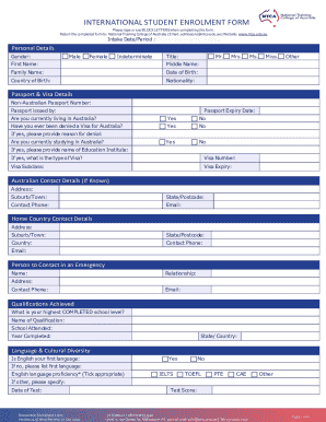 Fillable Online International Student Enrolment Form - National Training College Australia 2024 ...