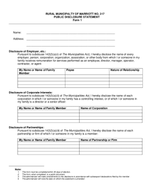 Fillable Online Public Disclosure Statement - Rural Municipality of ...