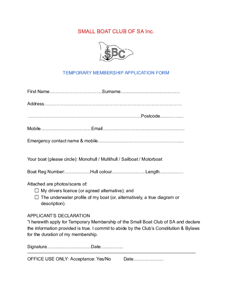 Fillable Online Temporary Member forms 110124 (3) Fax Email Print ...