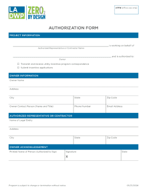Fillable Online Utility Incentive Program Authorization Form 2024 Fax ...