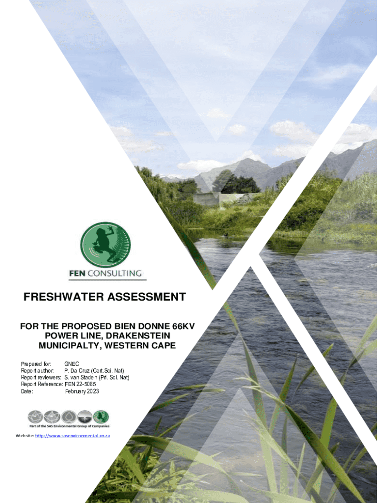Fillable Online Freshwater Assessment for Bien Donne 66kv Power Line ...