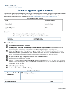 Fillable Online Clock Hour Approval Application Form 2024 - Continuing ...
