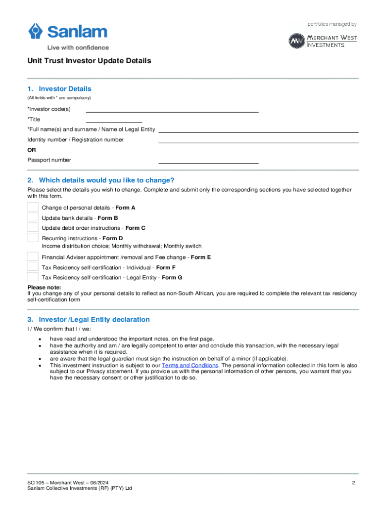 Fillable Online Unit Trust Investor Update Details - Sanlam Investments 2024 Fax Email Print ...