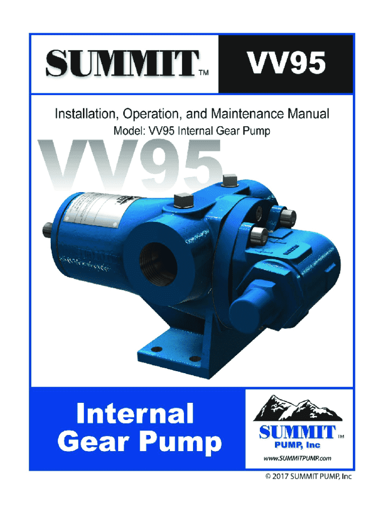 Fillable Online Summit Pump Model Vv95 Internal Gear Pump Installation Manual 2023 Fax Email ...