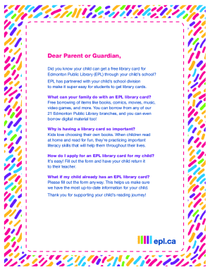 Fillable Online Free Edmonton Public Library Card Application for 2023 ...