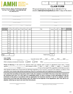 Fillable Online Hail Insurance Claim Form 2023 - Municipal Hail Reg Fax ...