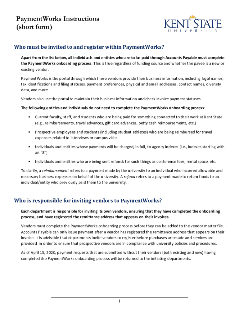 Fillable Online PaymentWorks Instructions (short form) Fax Email Print ...